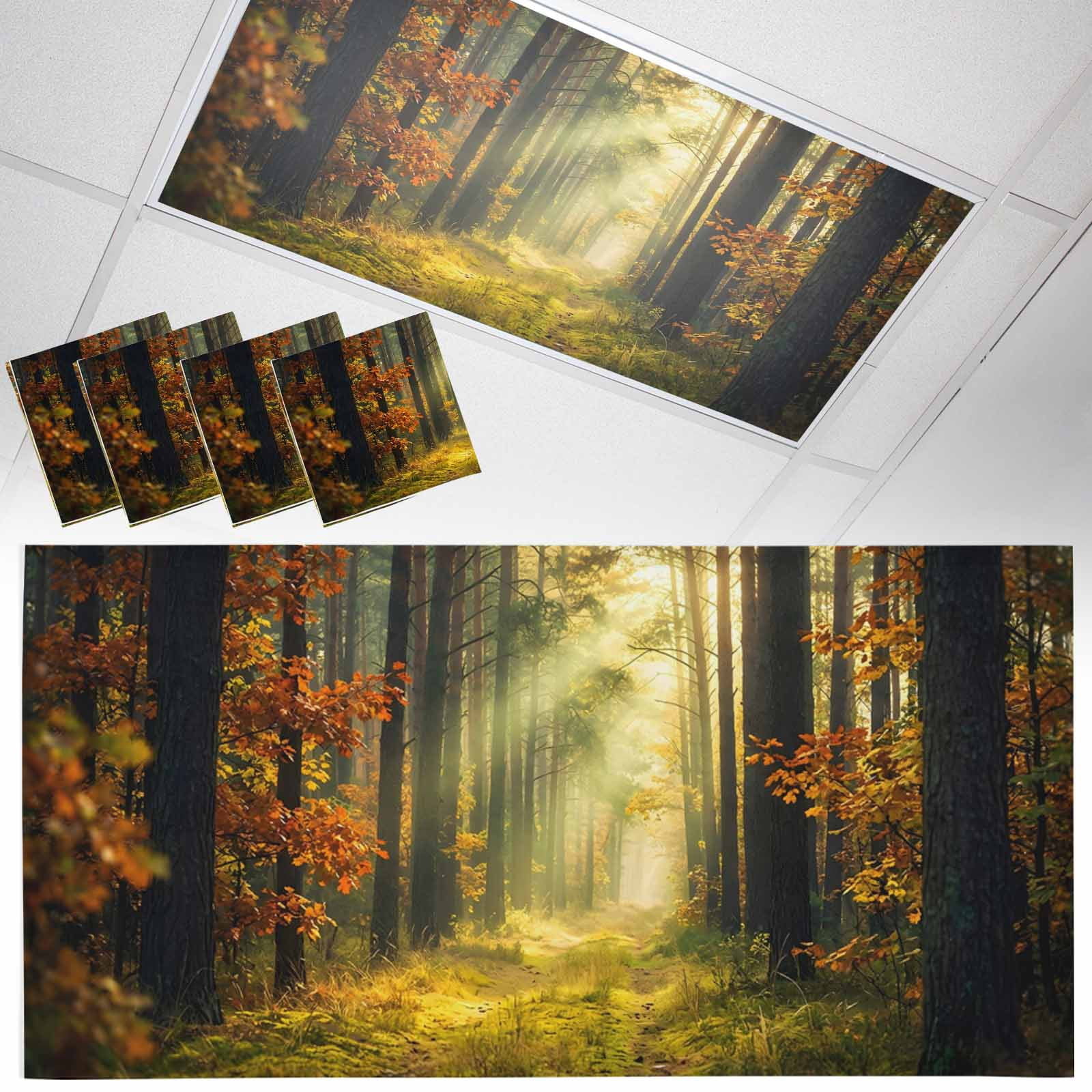 4 Pack Enchanted Forest Fluorescent Light Covers for Ceiling Lights ...