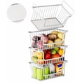 4 Pack Enhanced Leak-Proof Bottom Stackable Wire Baskets, Pantry ...