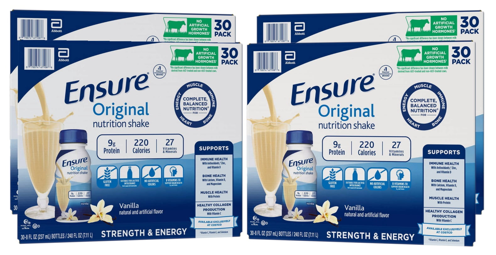 4 Pack | Ensure Original Nutrition Shake, Small Meal Replacement Shake, Vanilla (8 fl. oz., 24 ...
