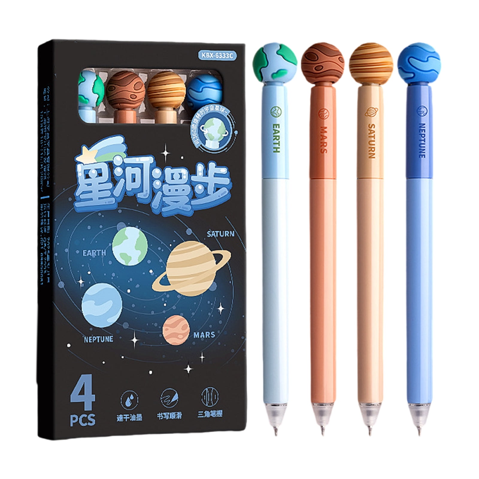 4-Pack Erasable Gel Pens – 0.5mm Quick-Dry Blue Inks Cartoon Design ...