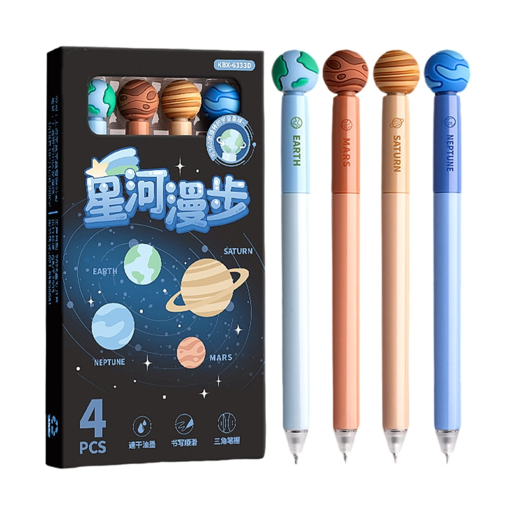 4-Pack Erasable Gel Pens – 0.5mm Quick-Dry Blue Inks Cartoon Design ...