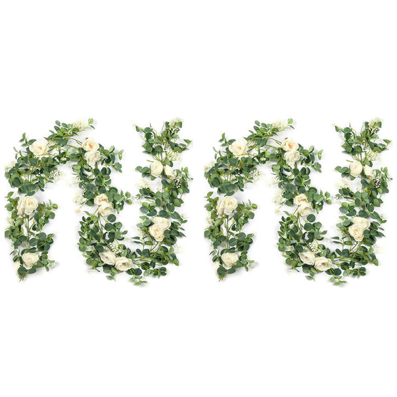 4 Pack Eucalyptus Garland with Champagne Rose, Greenery Garland Bulk ...