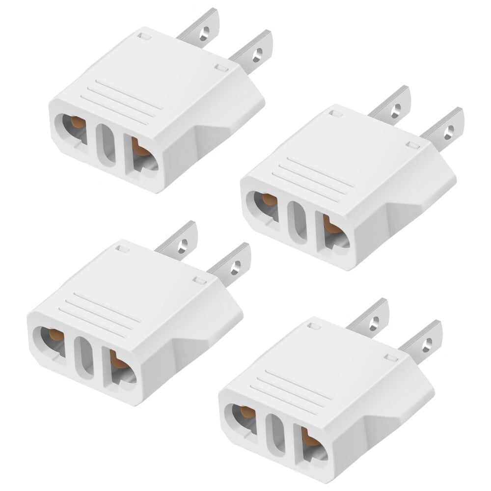 4 Pack Europe to US Plug Adapter,Plug Adapter European to American,220v ...