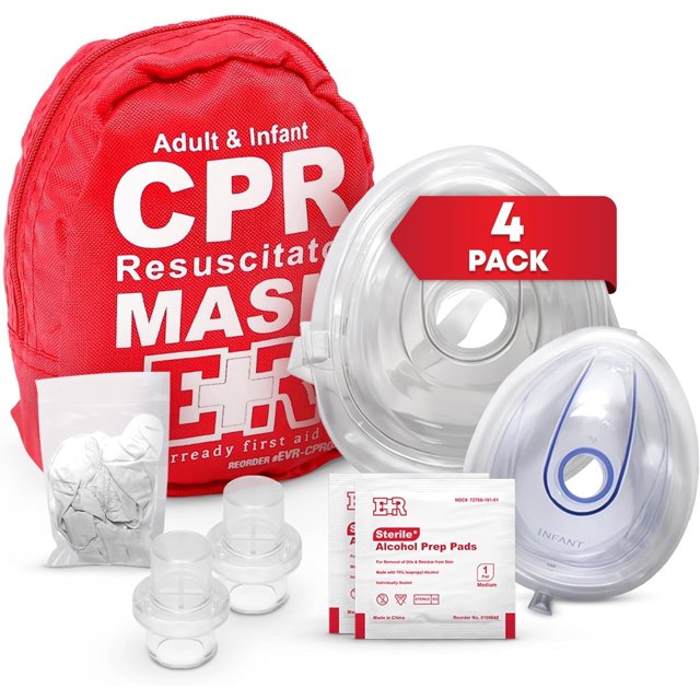 (4 Pack) Ever Ready First Aid Adult & Infant CPR Mask Emergency Medical ...