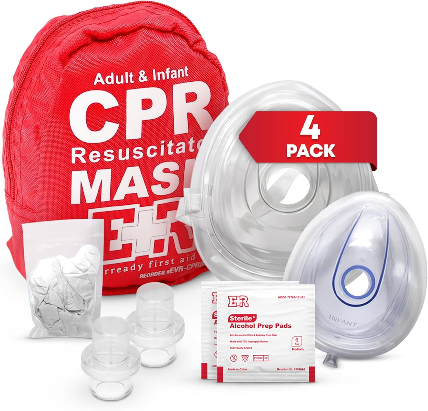 (4 Pack) Ever Ready First Aid Adult & Infant CPR Mask Emergency Medical ...