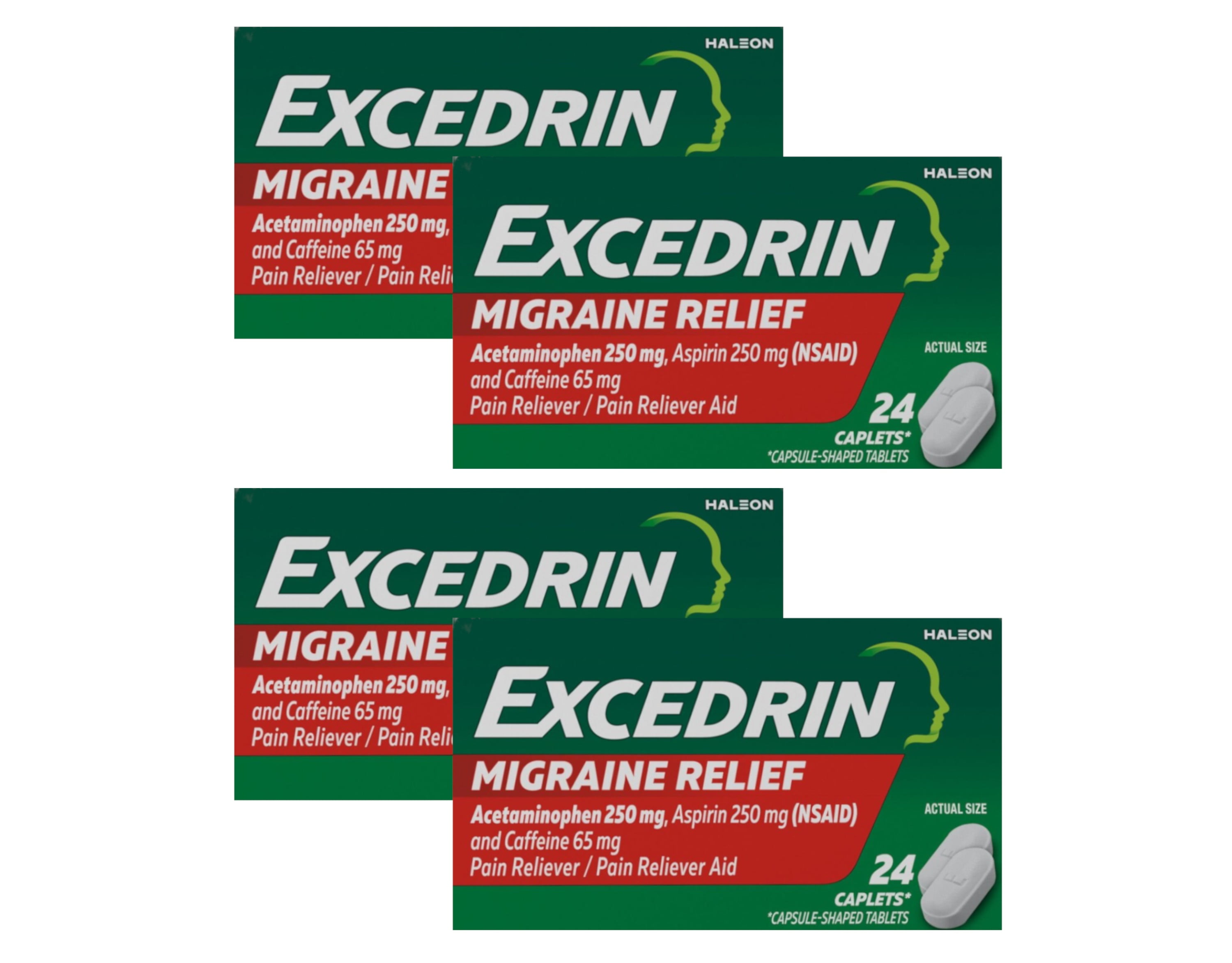 4 Pack - Excedrin Migraine Pain Relief, 24-Count Caplets Each - Walmart.com
