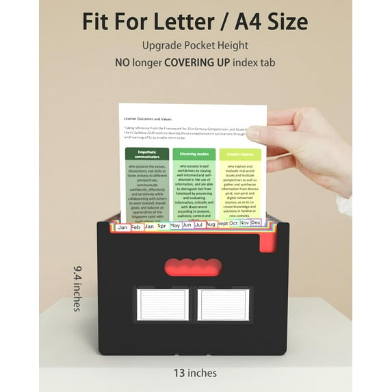 4 Pack Expanding File Folder, 24 Pocket Accordian File Organizer A4 ...