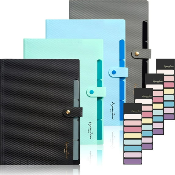 4 Pack Expanding File Folders, 5 Pocket Accordion Organizer with Labels ...