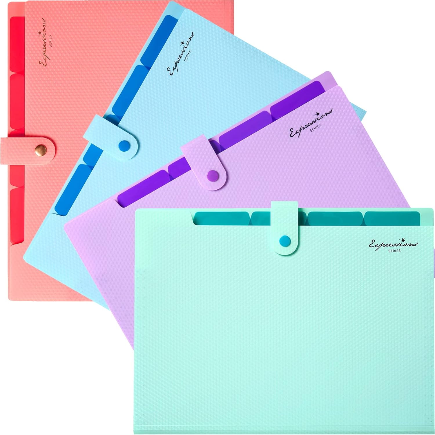 4 Pack Expanding Filer Folders, 5 Pocket Accordion Cute File Folder ...