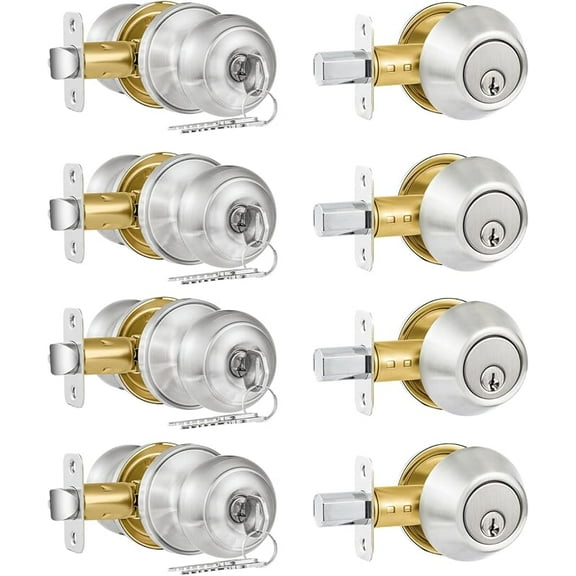 Keyed Entry Door Knob and Single Cylinder Deadbolt Combo Set, Exterior ...