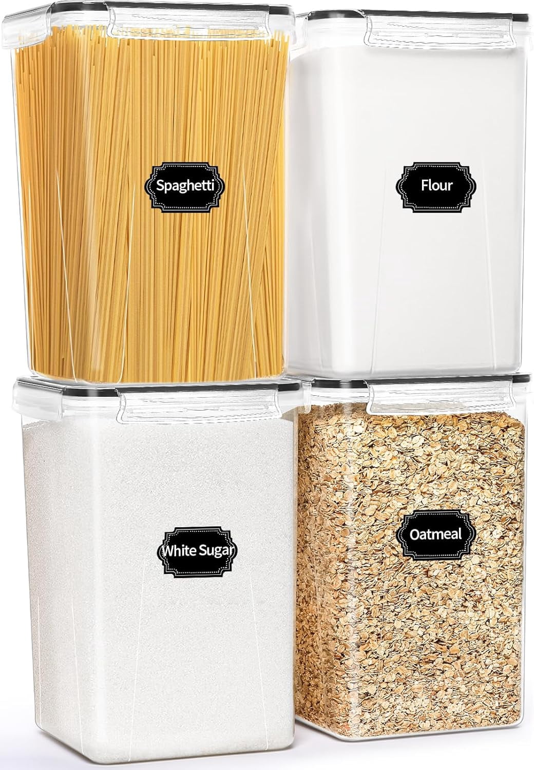 4 Pack Extra Large Airtight Food Storage Containers with Lids (6.5L ...