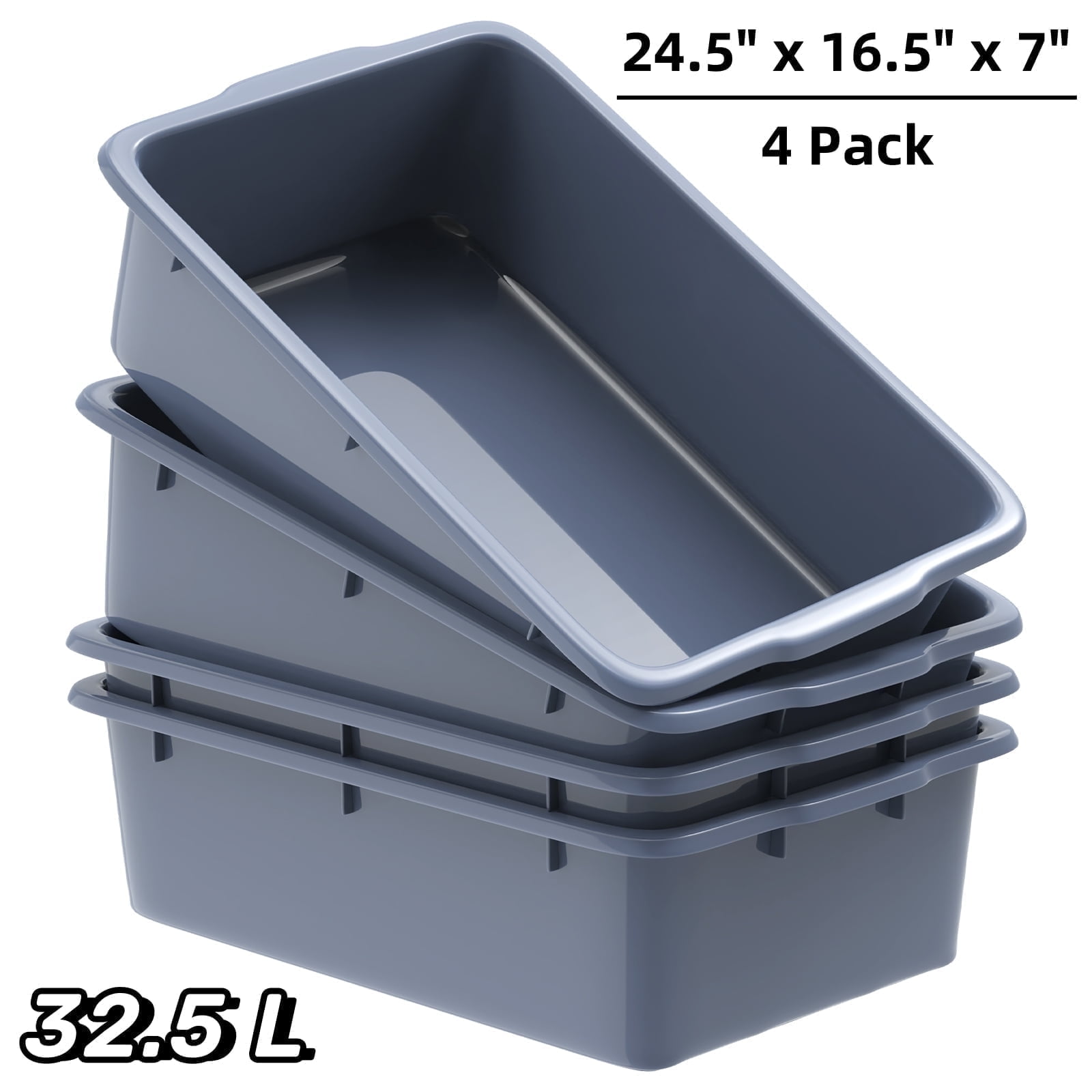 4-Pack Extra Large Bus Tubs Restaurant, Commercial Tote Box, Plastic ...