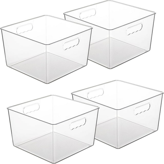 4 Pack Extra Large Clear Plastic Storage Bins,11x11 Cube Acrylic ...
