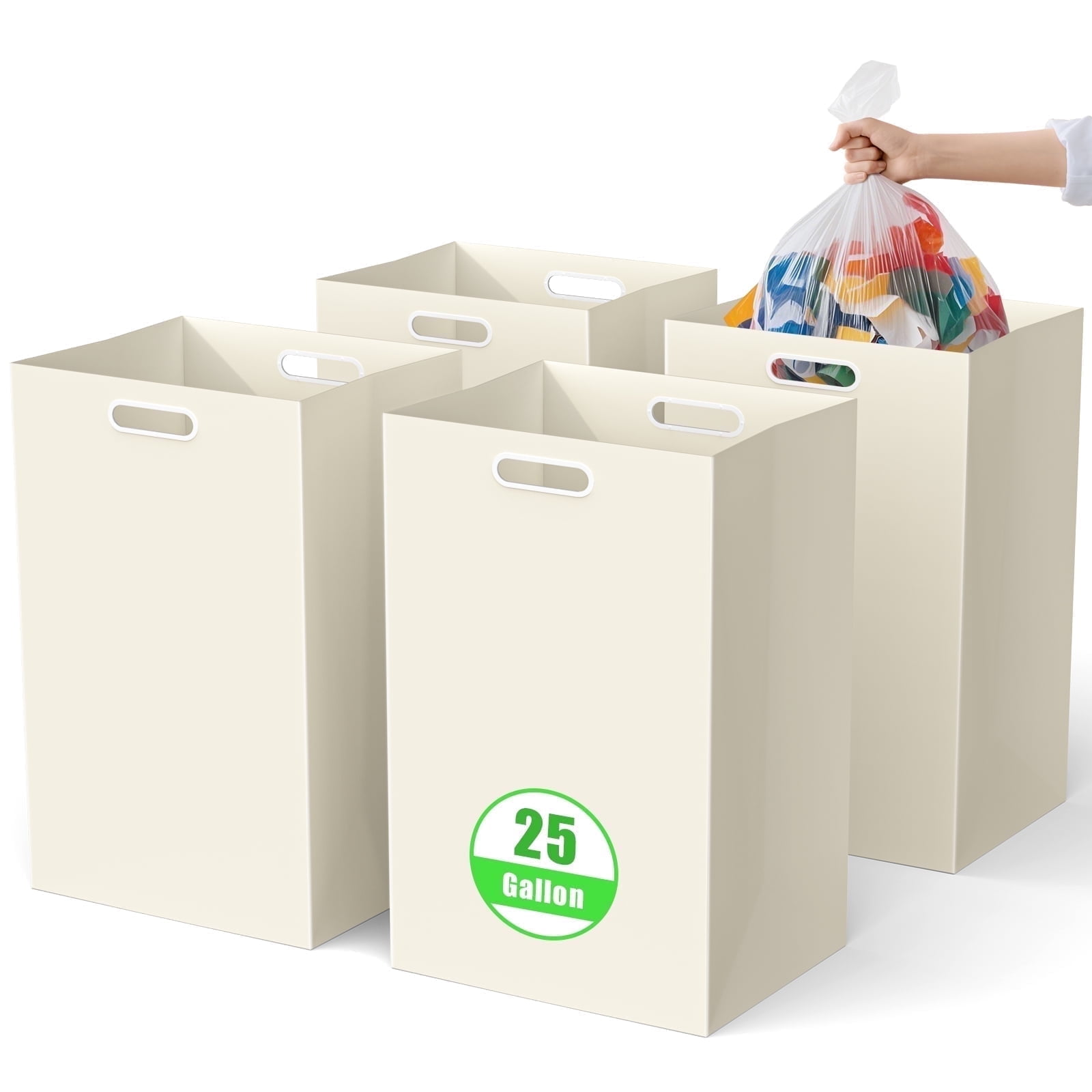 CINNIE&JHIN 4 Pack 25 Gallon Adult Disposable Trash Cans, Extra Large ...