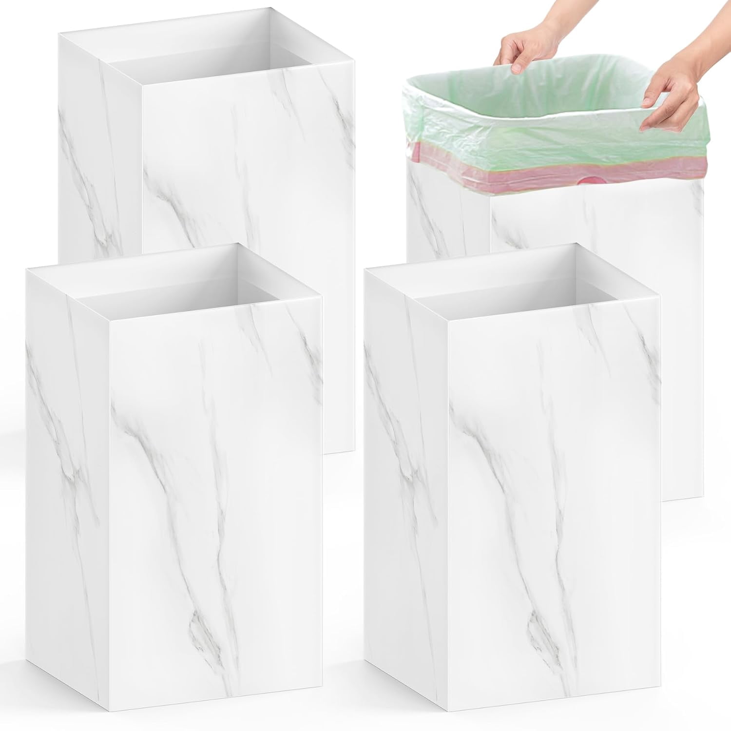 4 Pack Extra Large Disposable Trash Cans, Reusable Portable Garbage Can ...