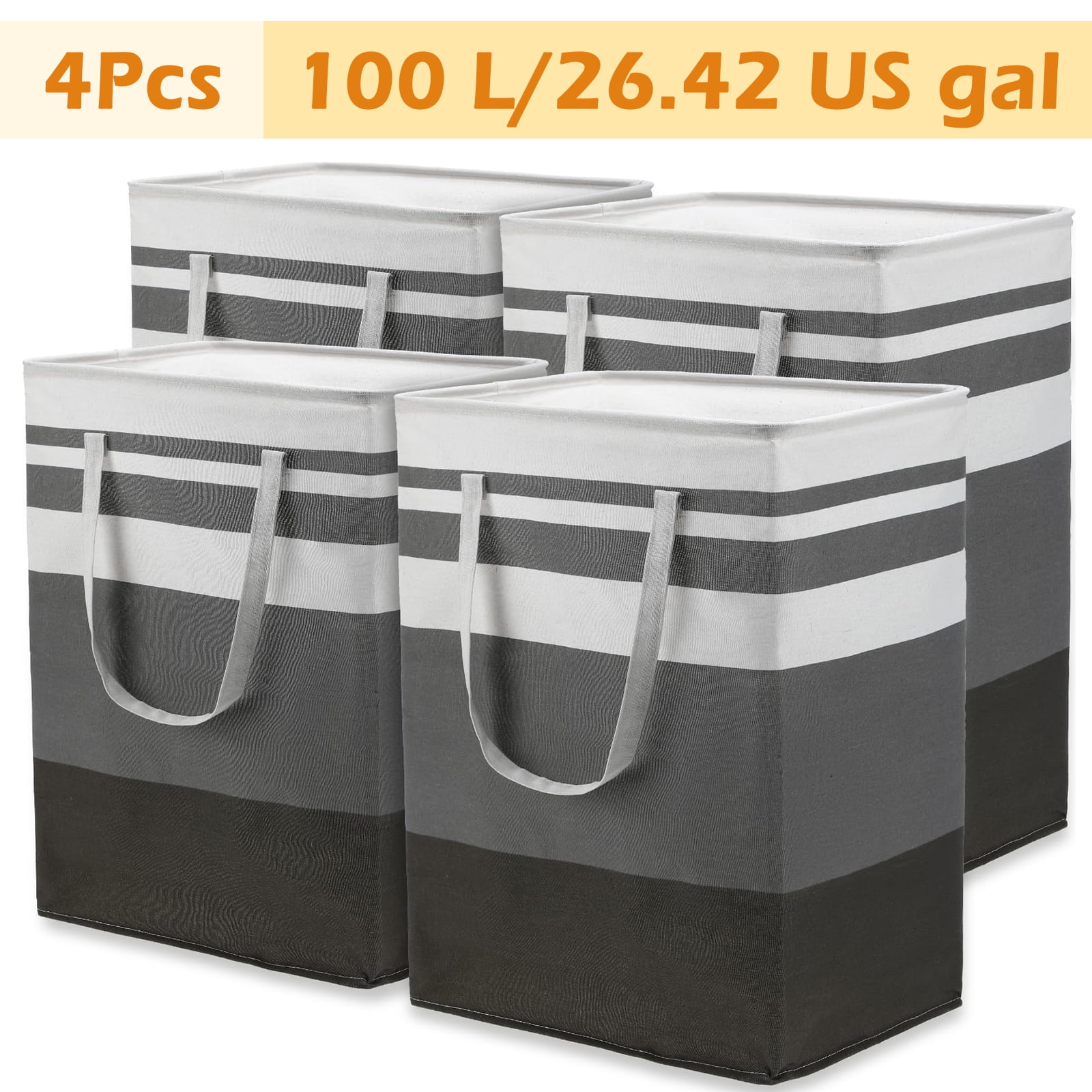 4-Pack Extra Large Laundry Basket, Waterproof, Freestanding Laundry ...