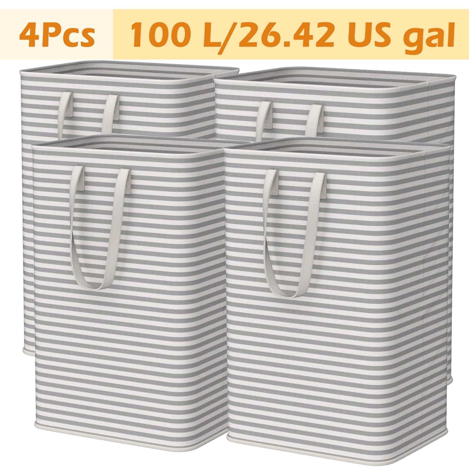 4-Pack Extra Large Laundry Basket, Waterproof, Freestanding Laundry ...