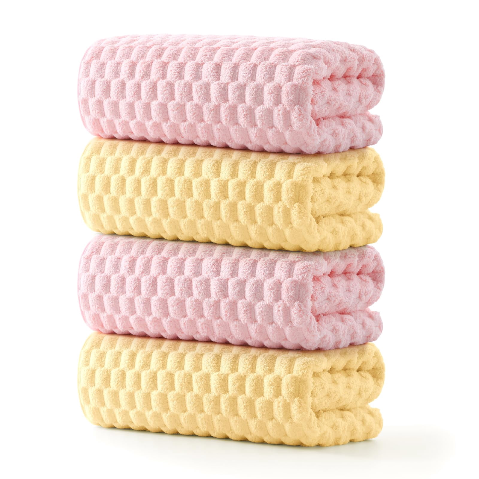 4 Pack Extra Large Microfiber Bath Towels Set - Super Absorbent Quick ...