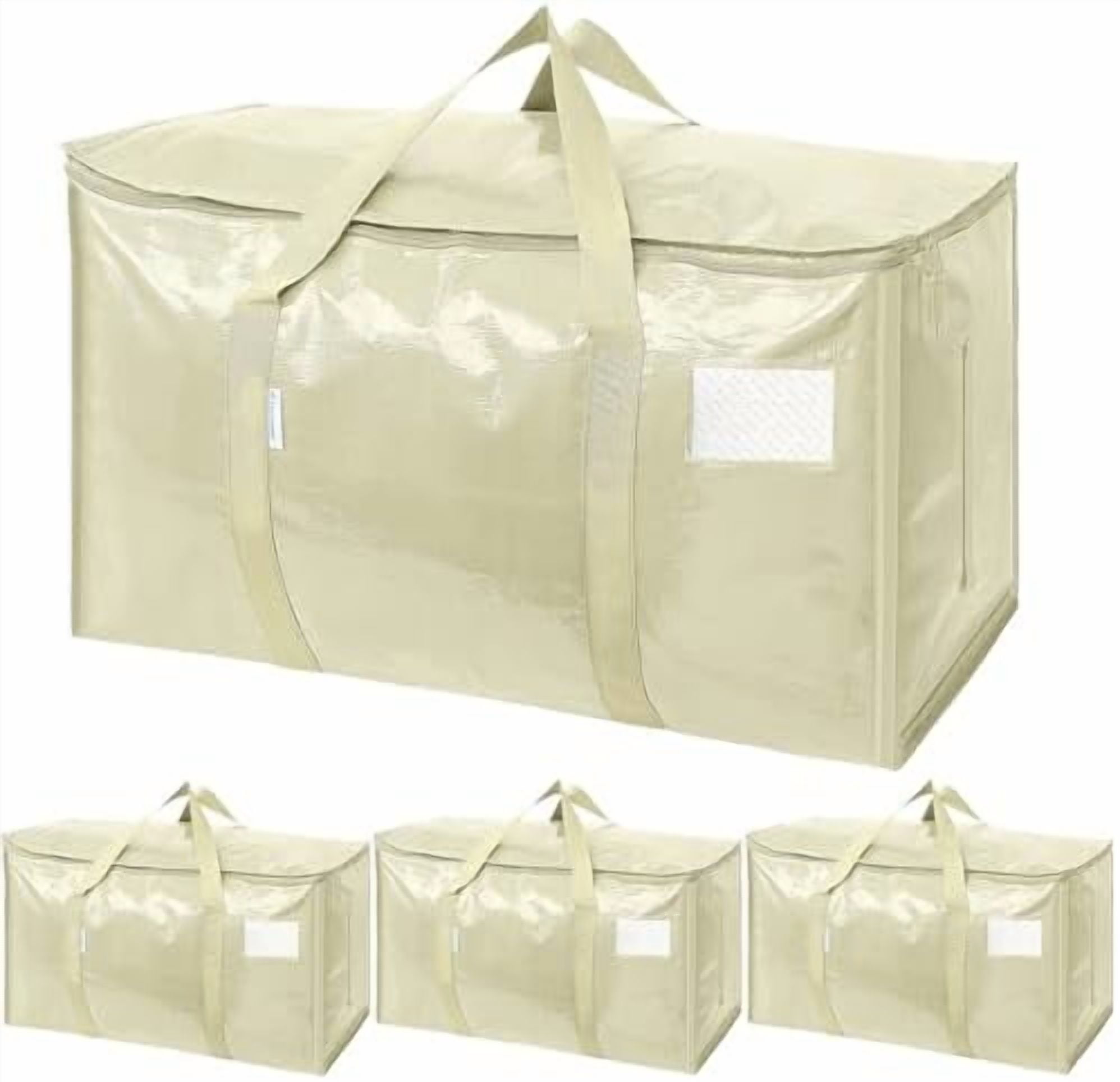 4 Pack Extra Large Moving Bags with Zippers & Carrying Handles, Heavy ...