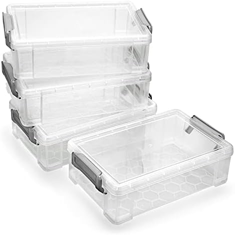 4 Pack Extra Large Plastic Pencil Box Stackable Translucent Clear ...