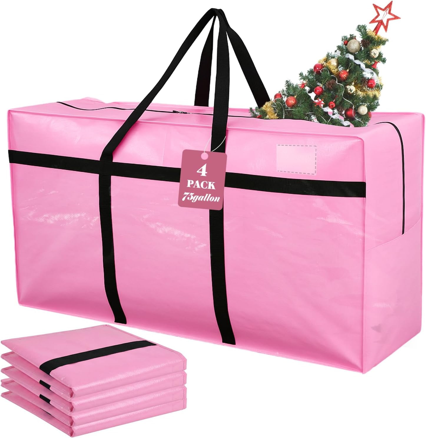 4 Pack Extra Large Storage Bags XXL Moving Bag with Zipper Strong ...