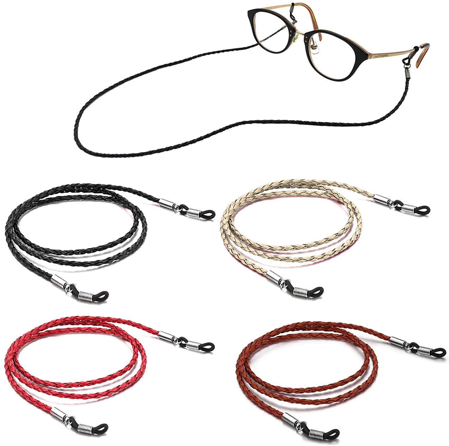 Gisneze 4 Pack Eyeglasses Holder Strap, Leather Eyeglass Retainer, 4 ...