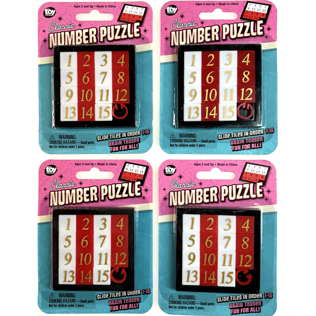 (4 Pack) FIFTEEN 15 PUZZLE Square Kids Mind Game - Sliding Number Brain ...