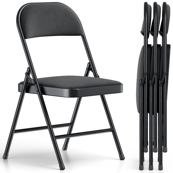 4 Pack Fabric Padded Folding Chair Dining Chair Set with Padded Cushion ...