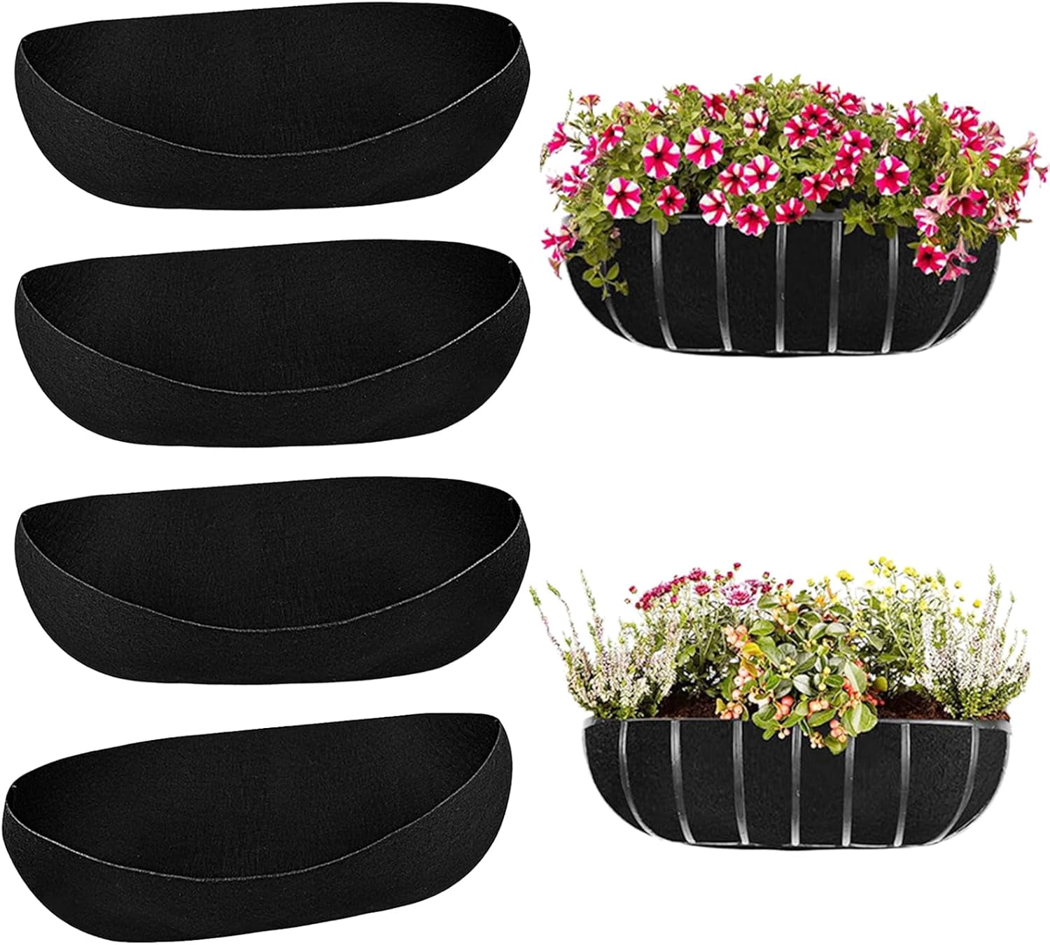 4 Pack Fabric Planter Basket Liner, 12inch/14 inch/16 inch Coco Fiber ...
