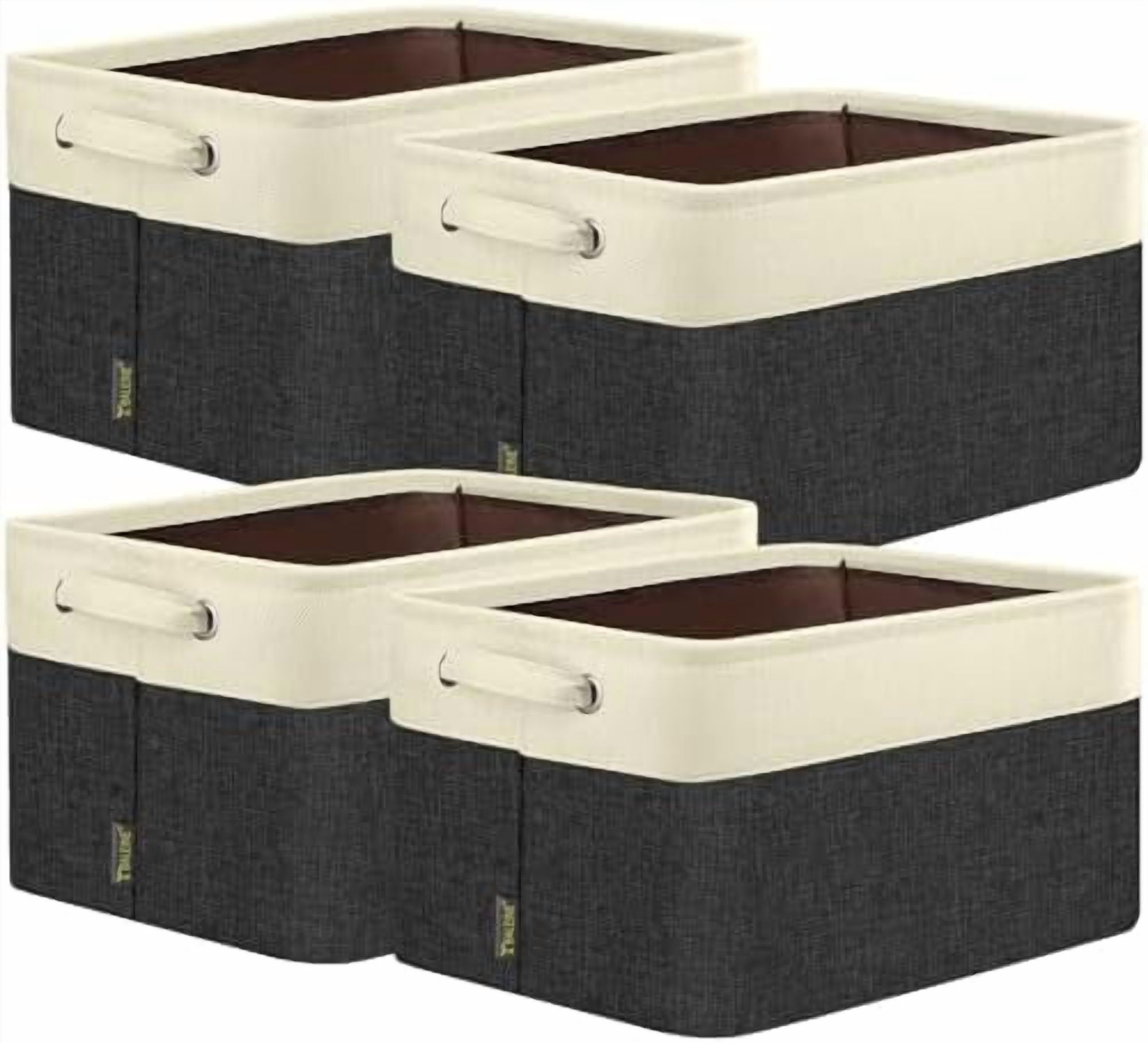 4 Pack Fabric Storage Bins for Shelves, Linen Storage Baskets for ...