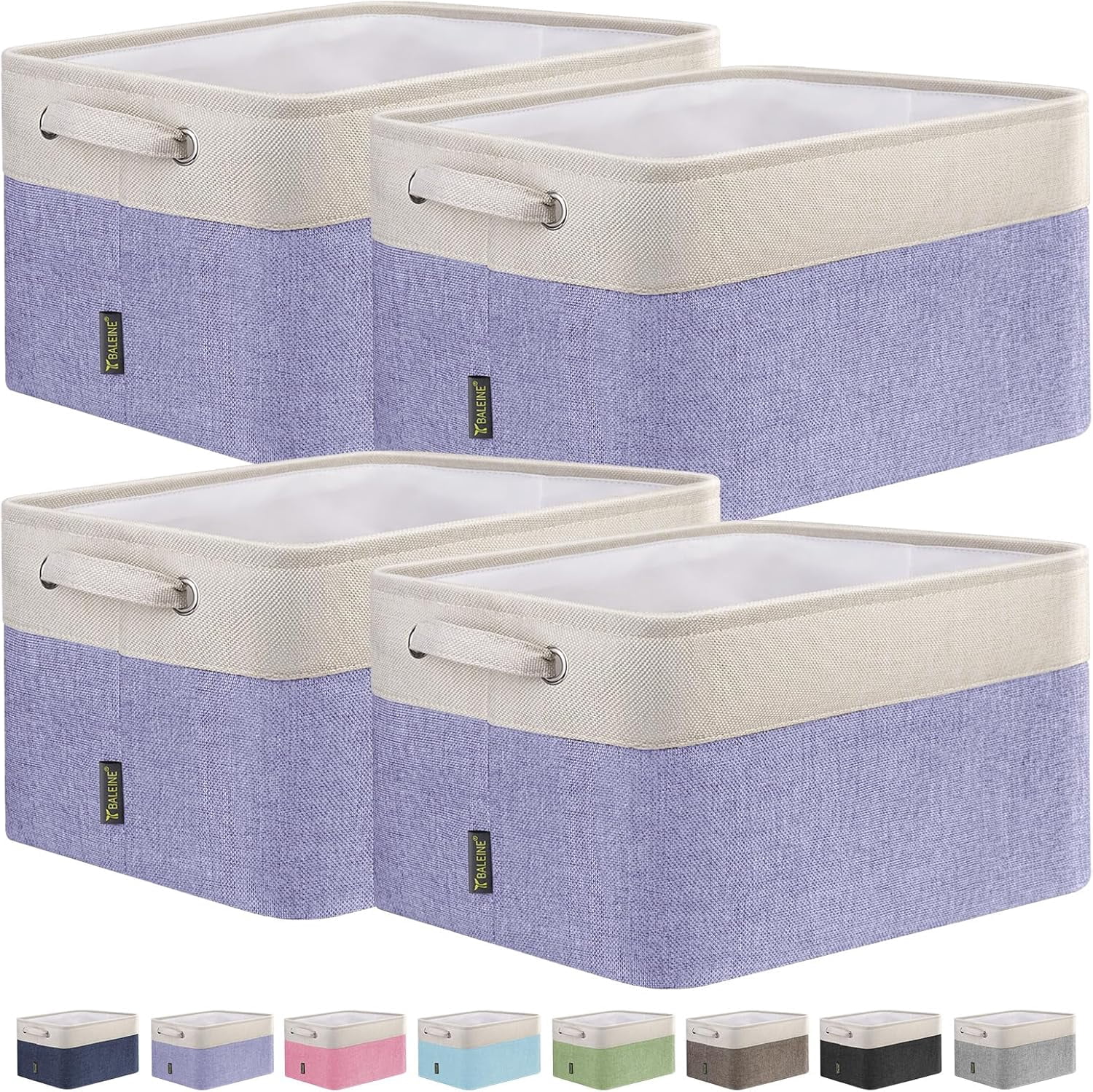 4 Pack Fabric Storage Bins for Shelves, Linen Storage Baskets for ...