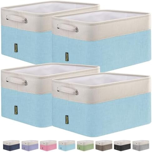 4 Pack Fabric Storage Bins for Shelves, Linen Storage Baskets for ...