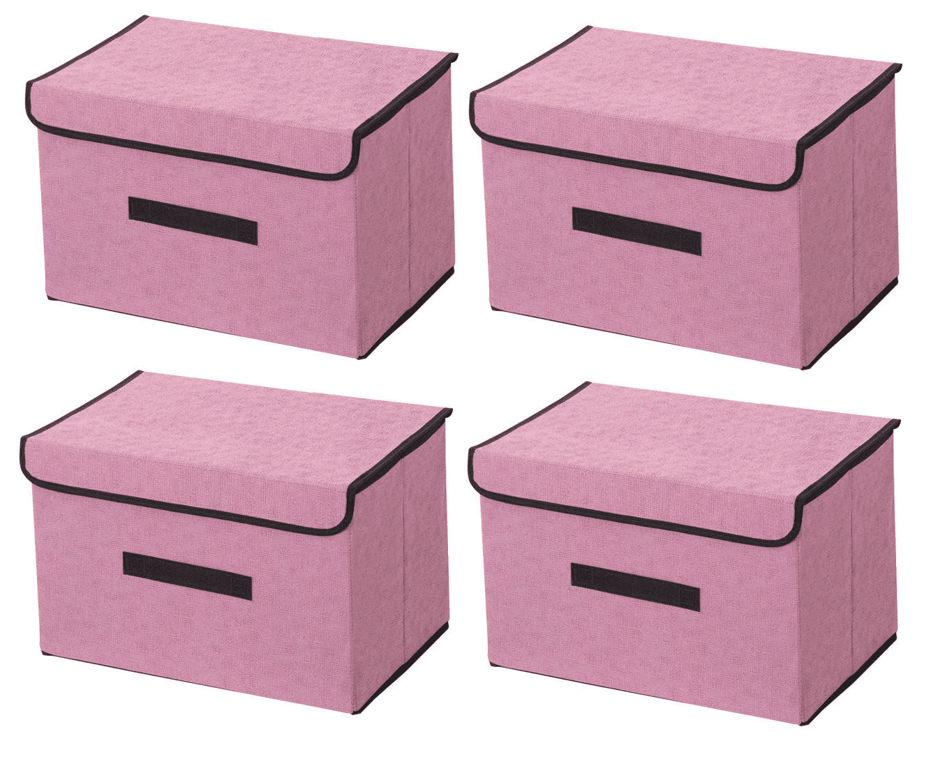 Bevtee 4 Pack Fabric Storage Bins with Lid, Large Foldable Storage ...