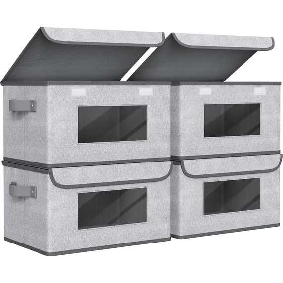 4-Pack Fabric Storage Boxes Collapsible Storage Bins with Lids and ...