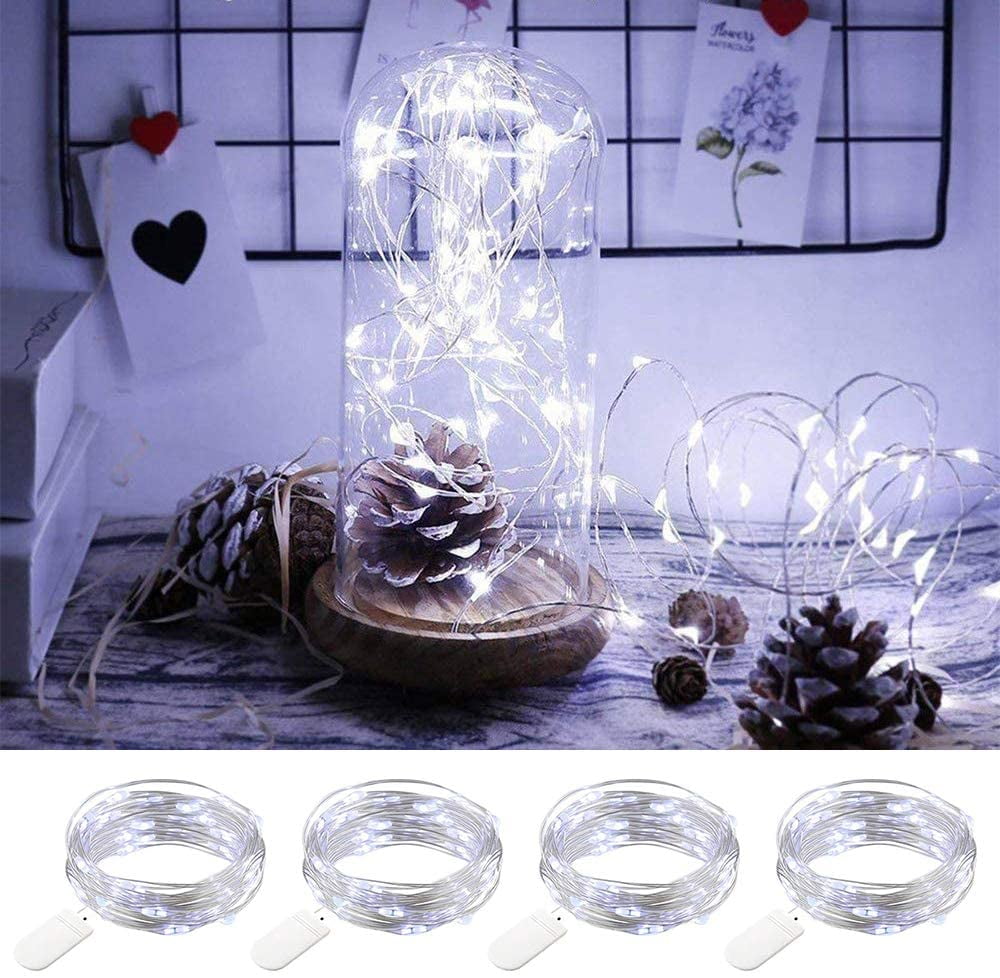 4 Pack Fairy Lights 7ft 20 Mini LEDs String Lights Battery Operated ...