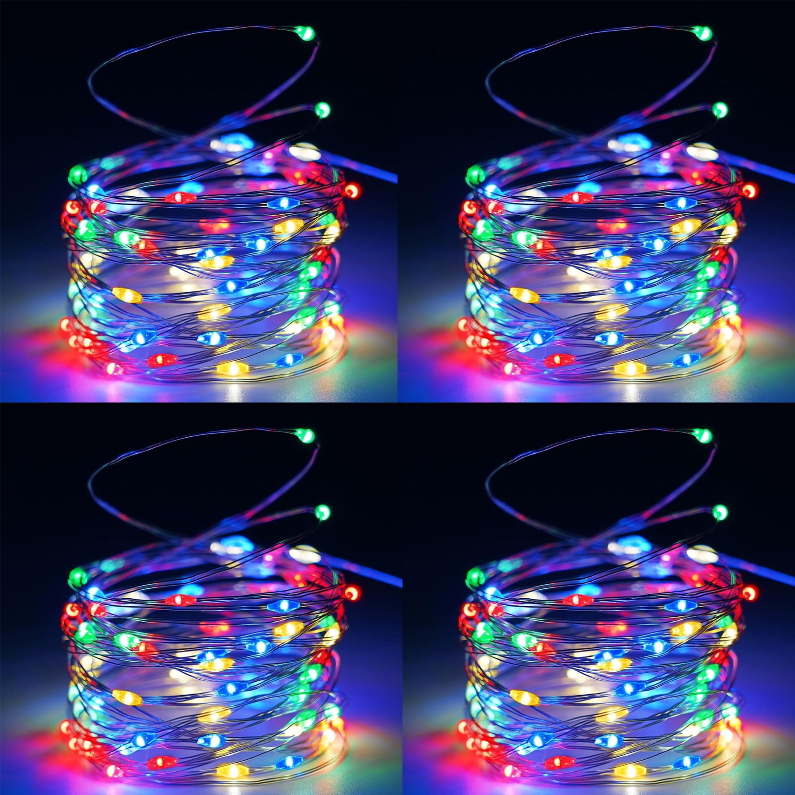 4 Pack Fairy String Lights Battery Operated 6.6Ft 20 LEDs Silver Copper ...
