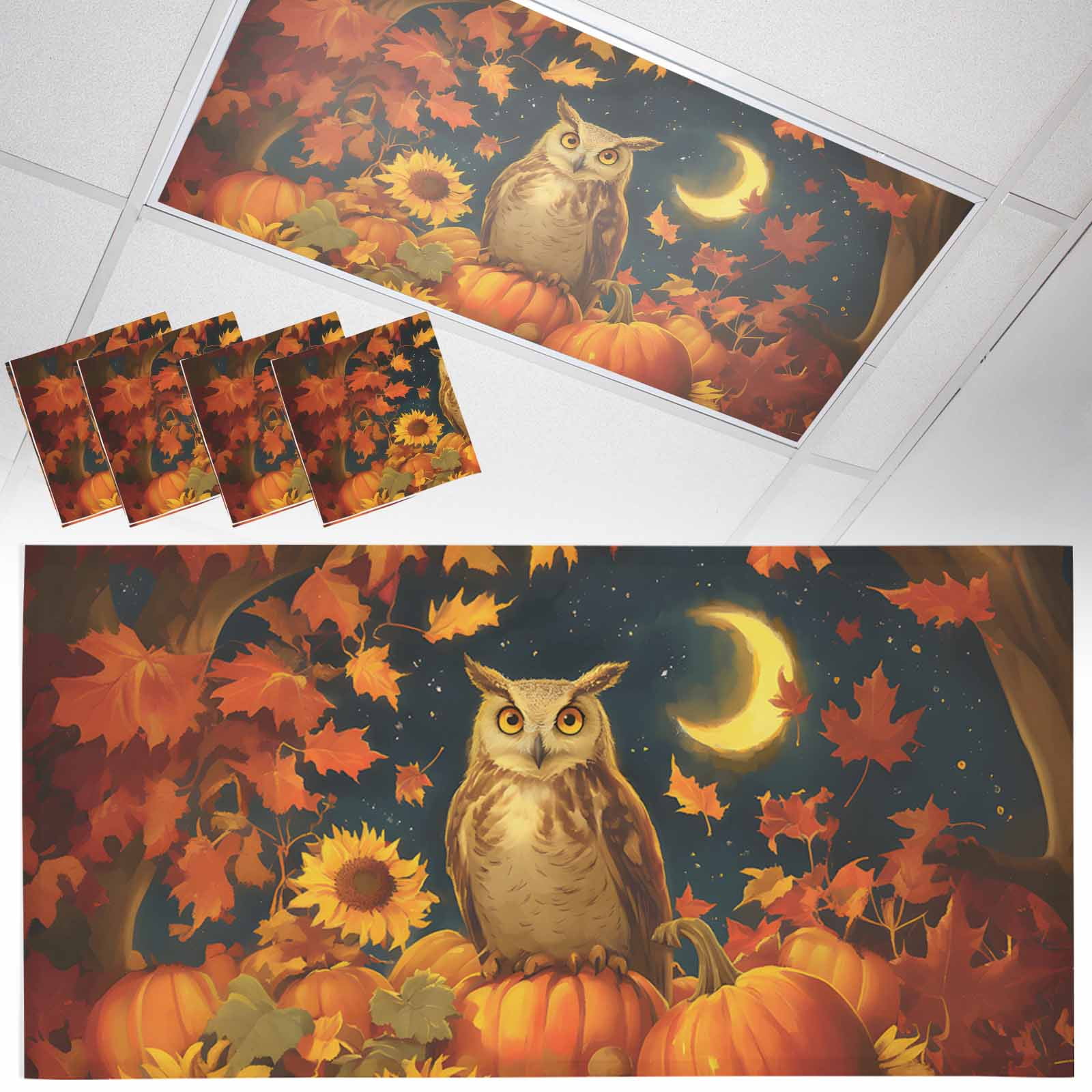 4 Pack Fall Fall Fluorescent Light Covers for Ceiling Lights Moon Owl ...