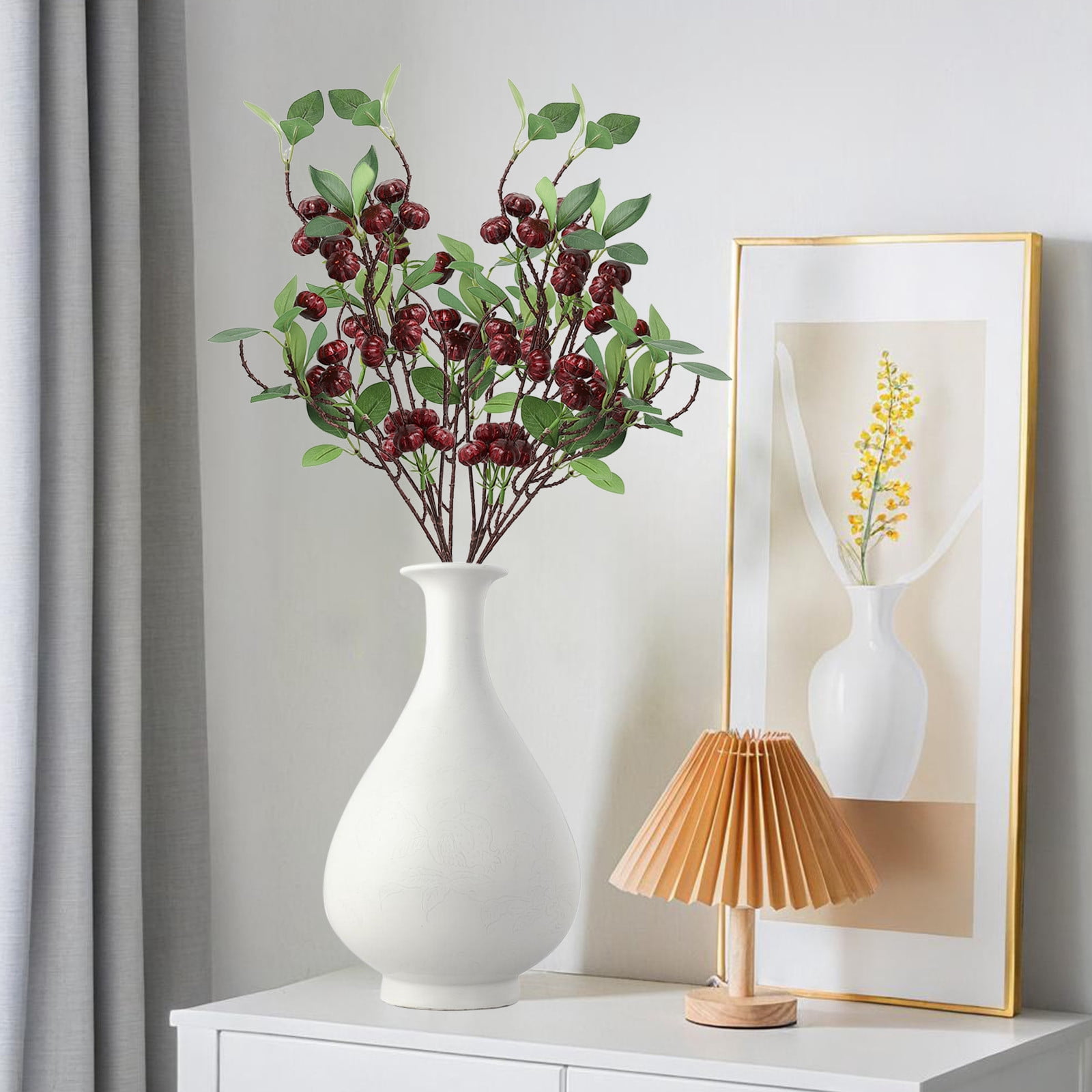 4 Pack Fall Pumpkin Stems Decor for Vases, 28.7" Artificial Pumpkin ...