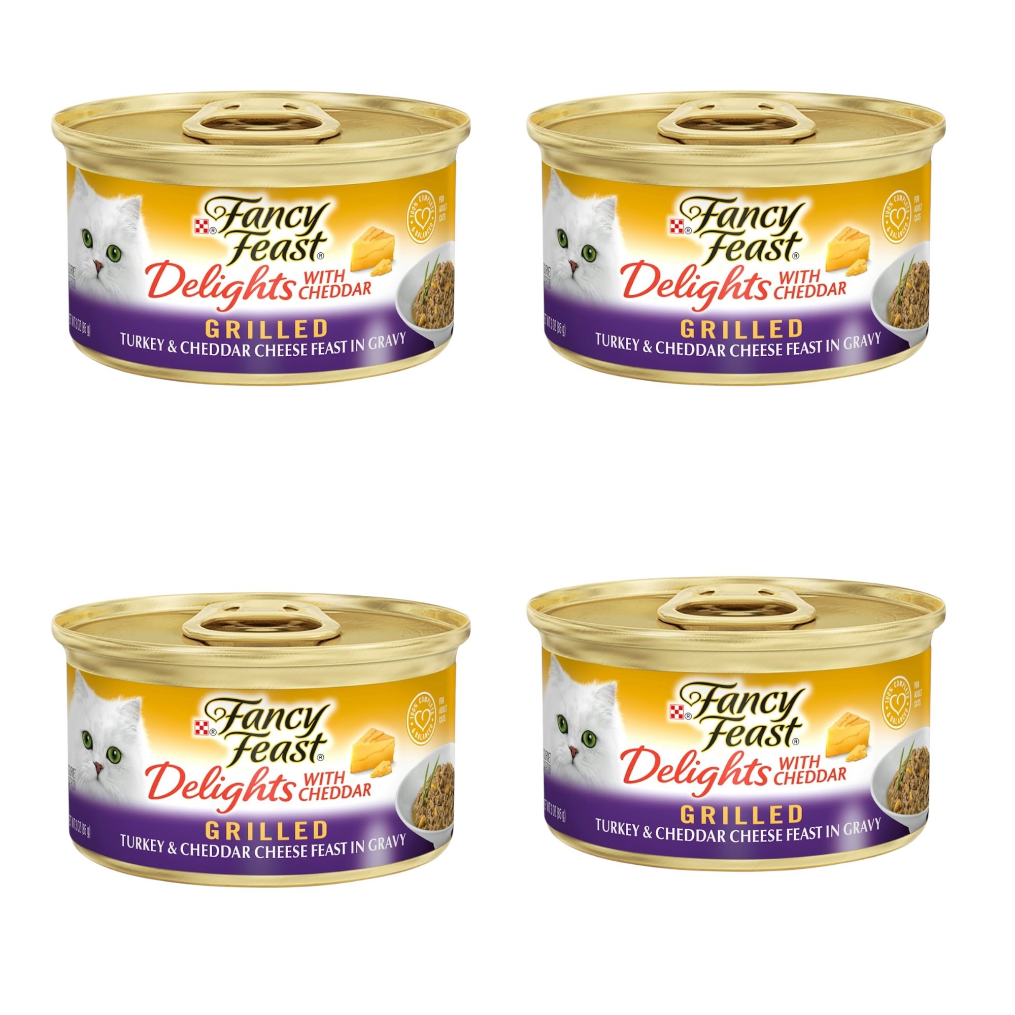 ( 4 Pack ) Fancy Feast Grilled Gourmet Wet Turkey & Cheddar Cheese In ...