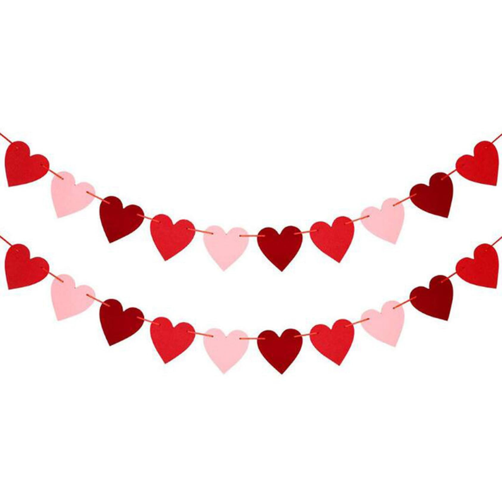4 Pack Felt Heart Valentine’s Day Garland Banner Valentines Day Heart ...