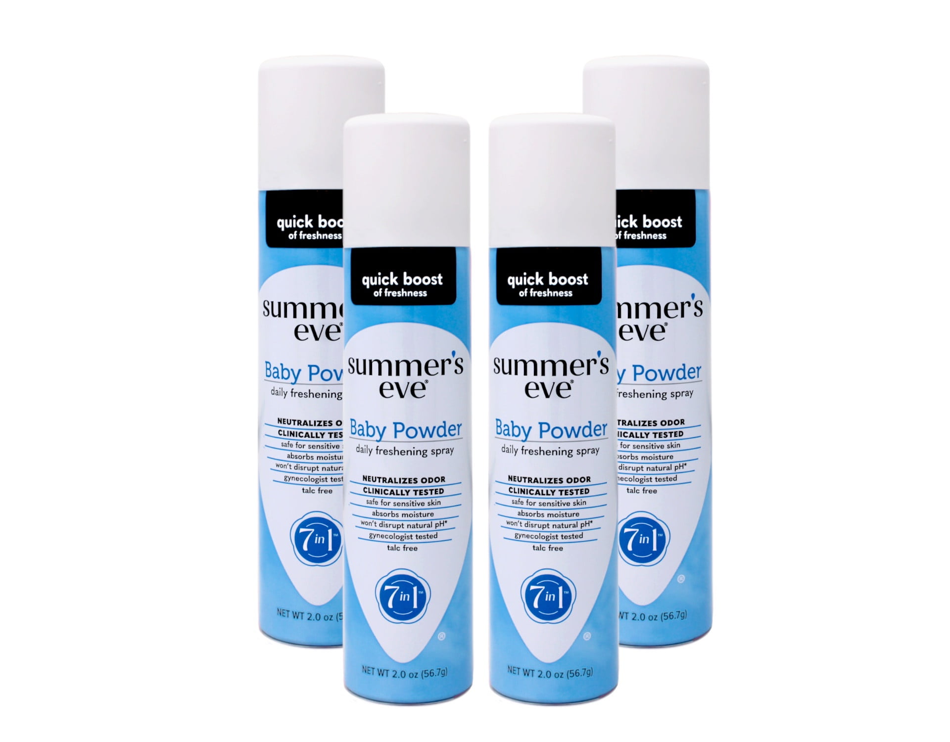 4 Pack - Feminine Deodorant Spray Baby Powder 2 oz - Walmart.com