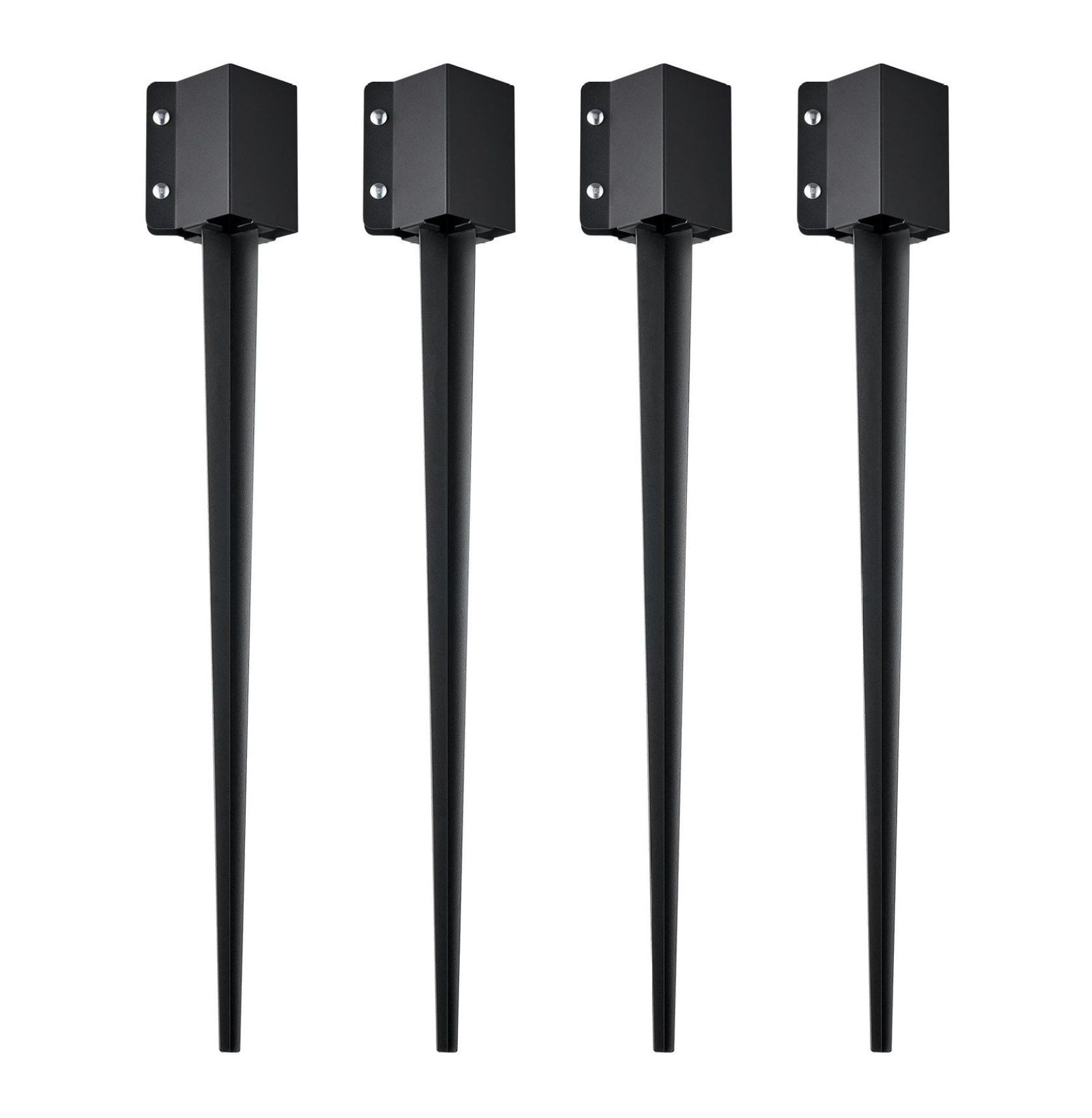 4-Pack Fence Post Anchors - 36x4x4 Inch, Black Powder Coated Metal, for ...