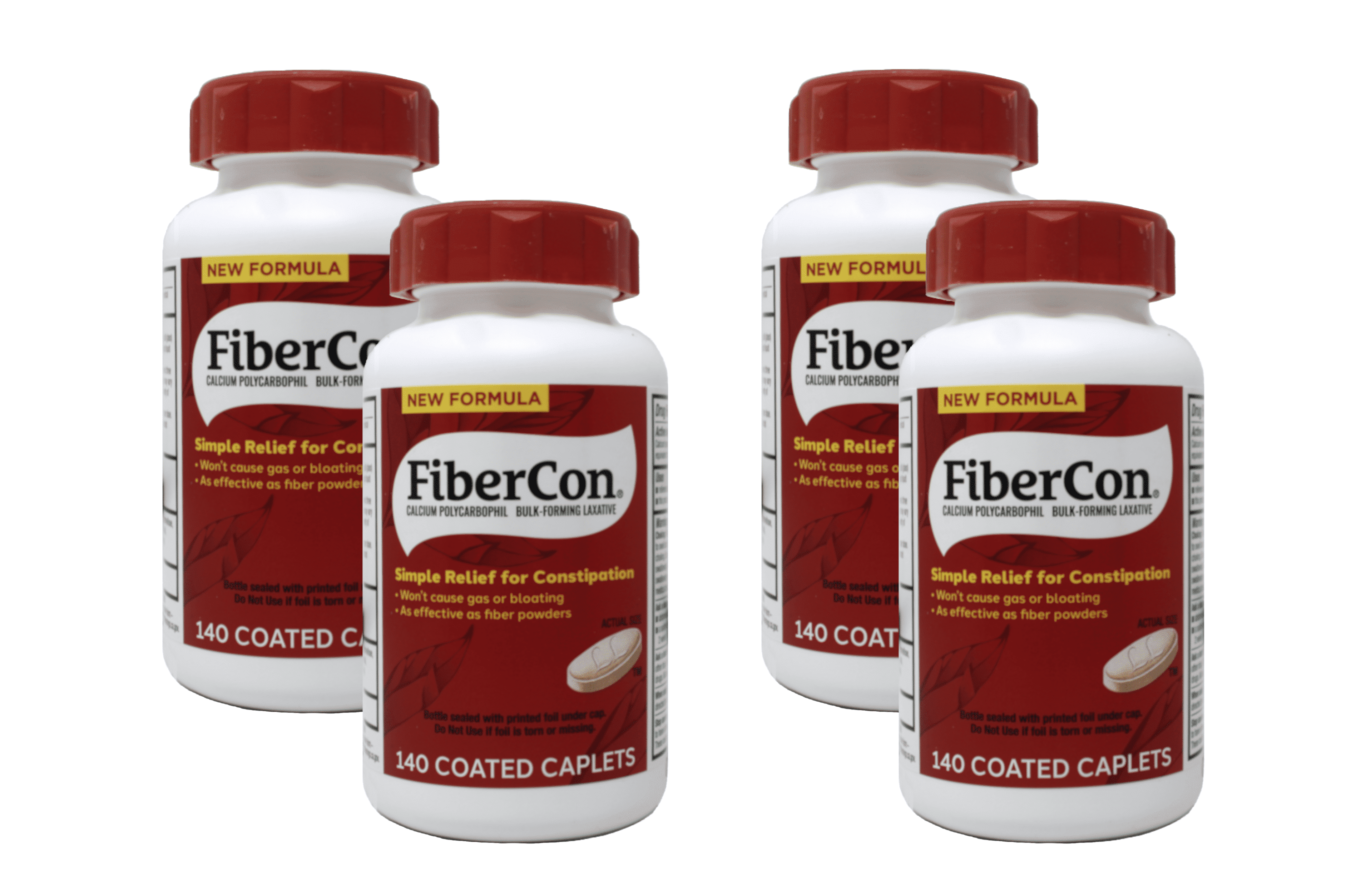 4 Pack FiberCon Fiber Therapy for Regularity Supplement 140 Caplets ...