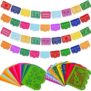 Mexican Fiesta Decorations - Papel Picado Banners (5 Pack, 10 Unique ...