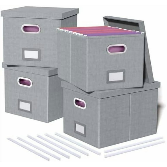 4 Pack File Storage Organizer, Document Organizer, Portable File Box ...