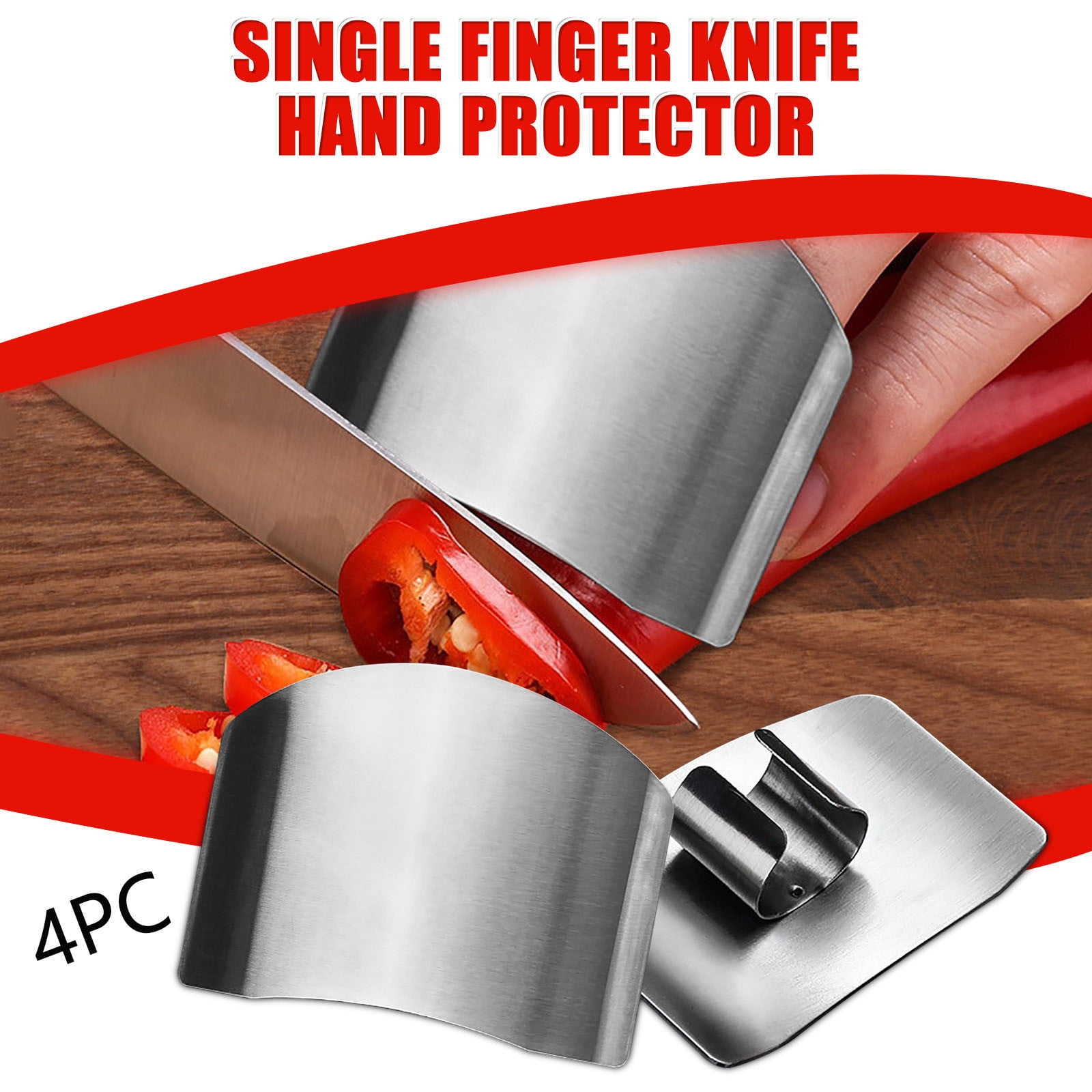 4 Pack Finger Guard for Cutting, Stainless Steel Vegetable Chopper Hand ...