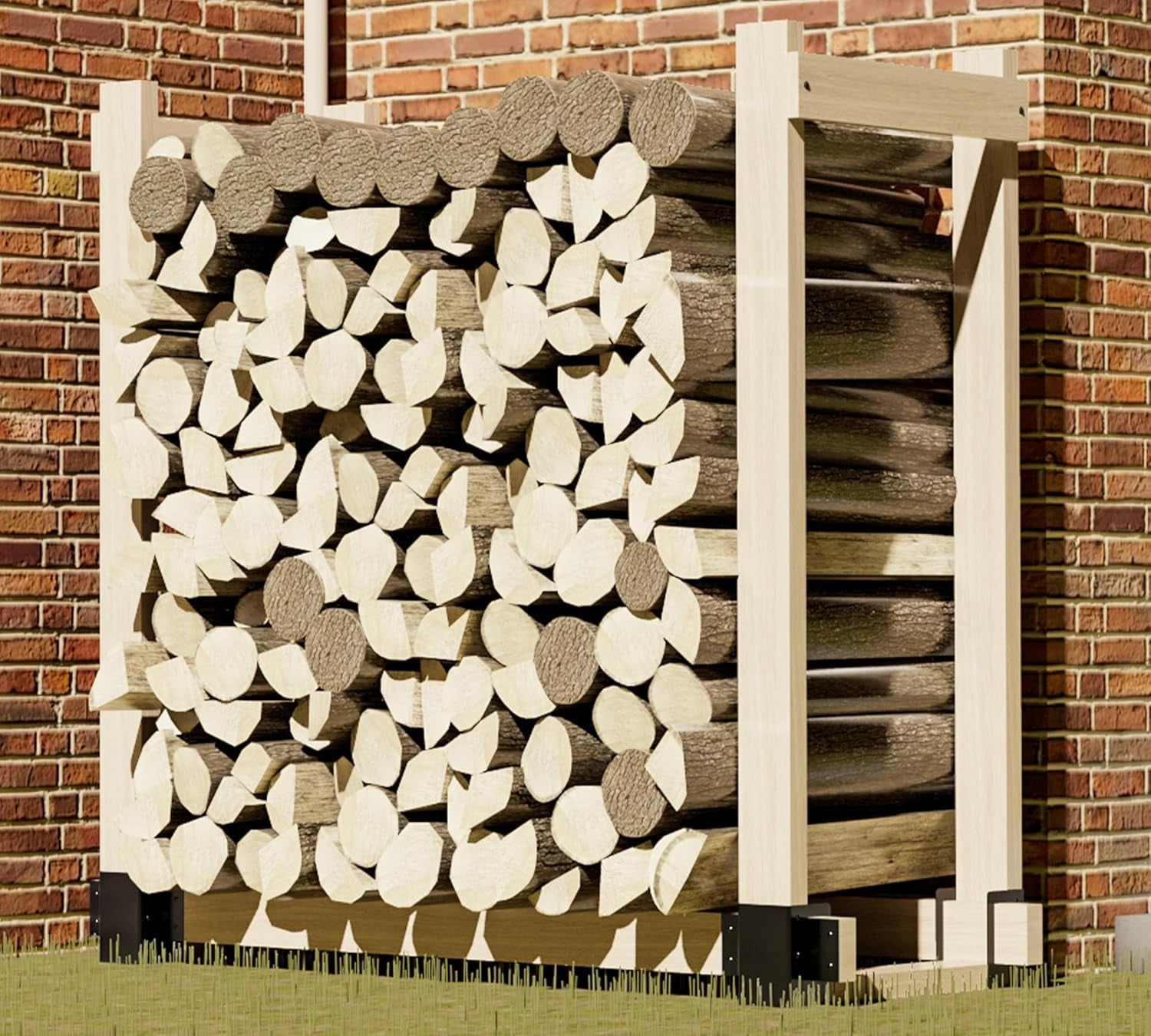4-Pack Firewood Rack Brackets – Heavy-Duty Adjustable Steel Log Holder ...