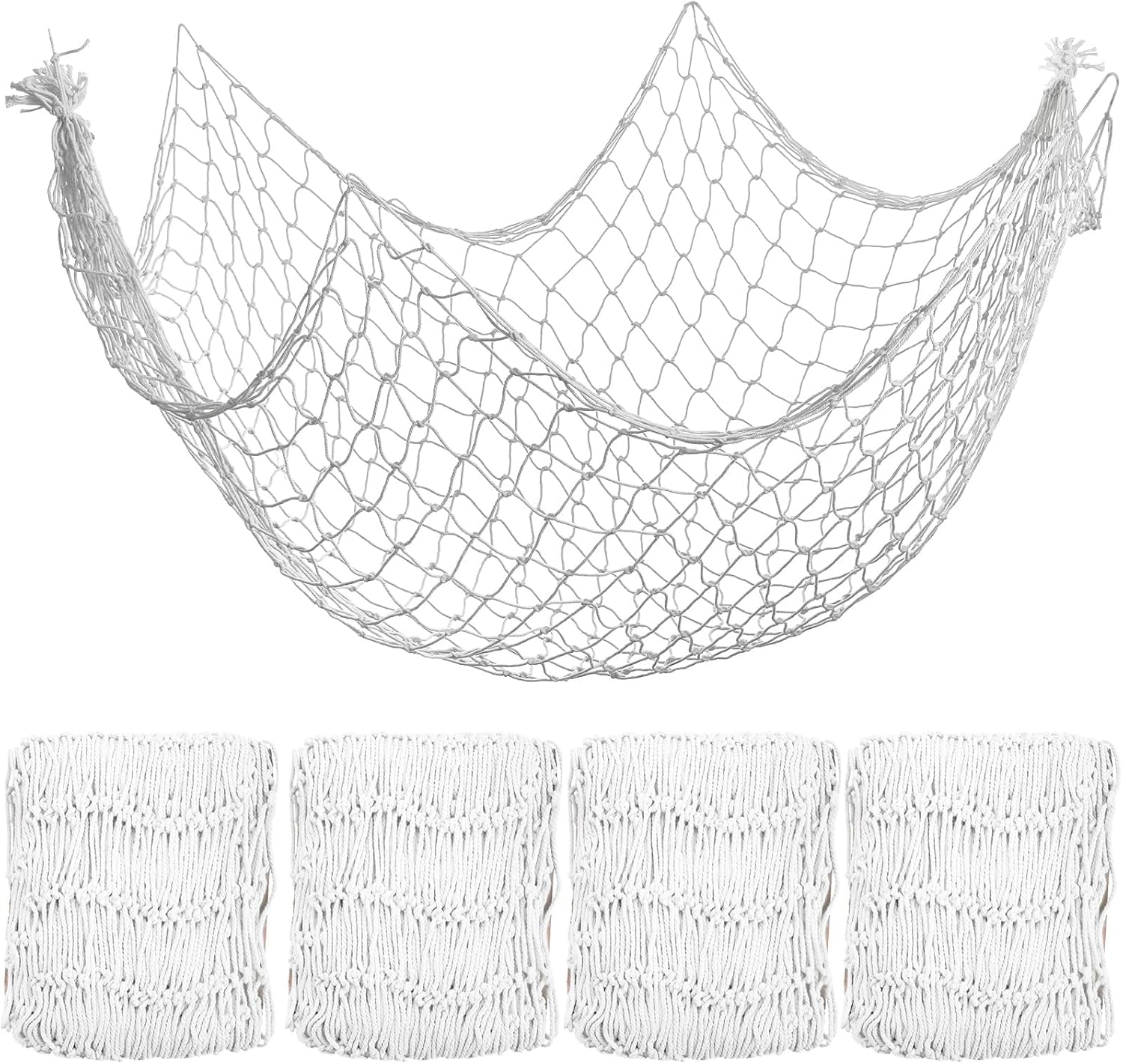 4 Pack Fish Net Decorative 80 x 40 Inch, Natural Cotton Fishing Net ...