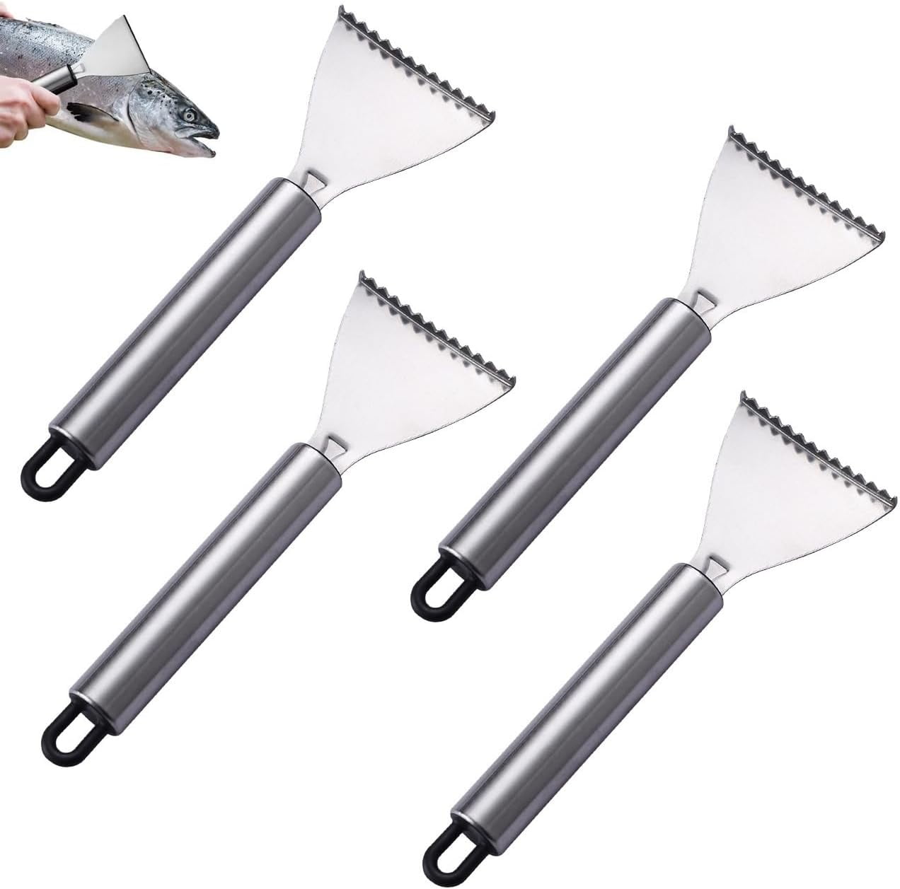 4 Pack Fish Scaler Scale Remover Stainless Steel Rake Teeth Scraping ...