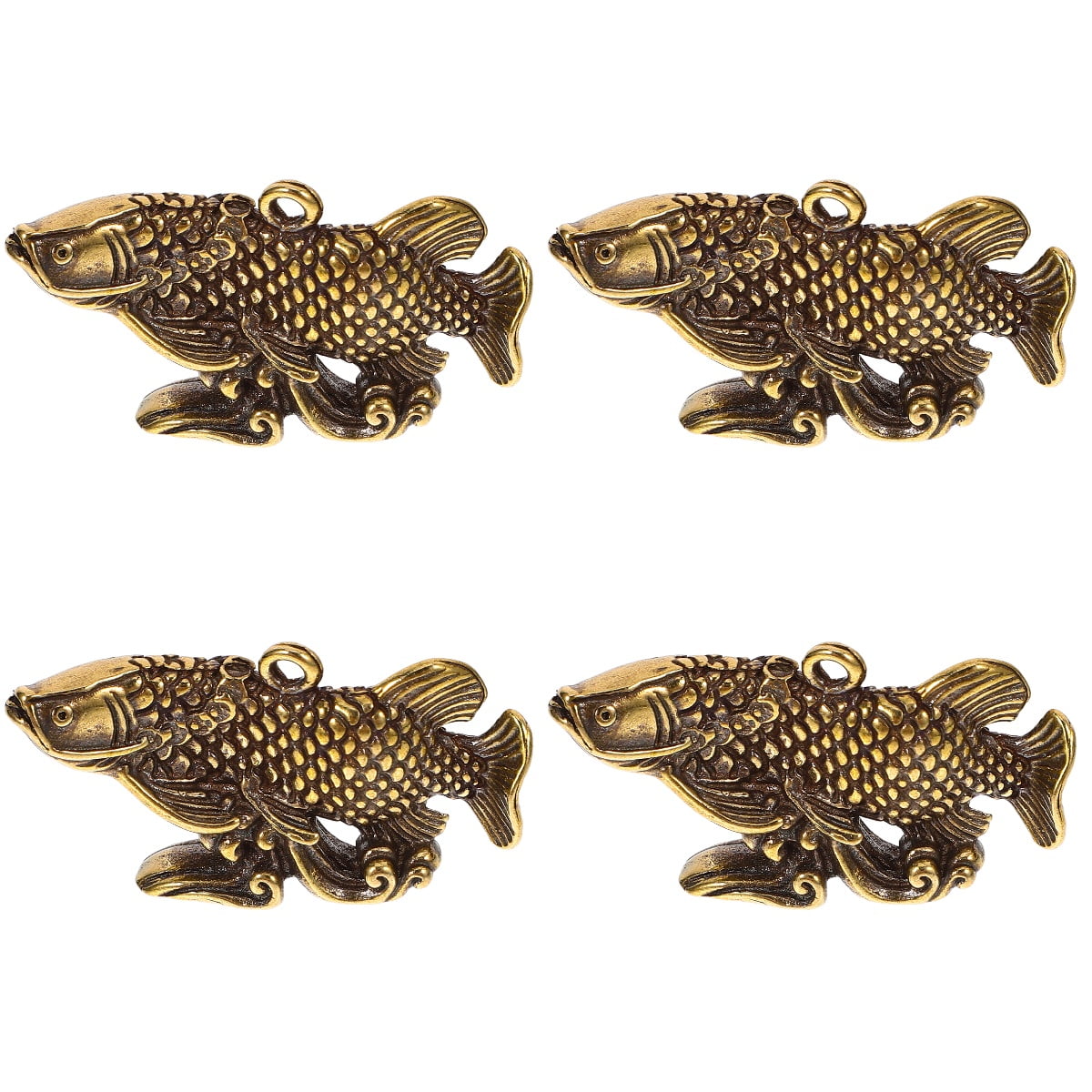 Greenadscape Copper Carp Figurine Golden Tea Room 4Set - Walmart.com